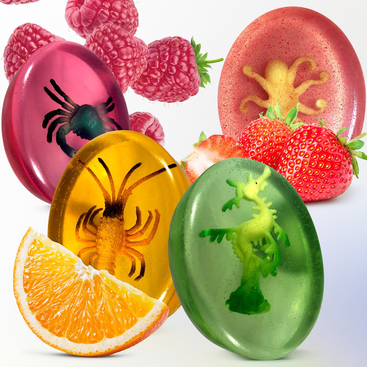 4 Colorful Kids Soap Bars For Kids with SEA ANIMALS TOYS INSIDE ...